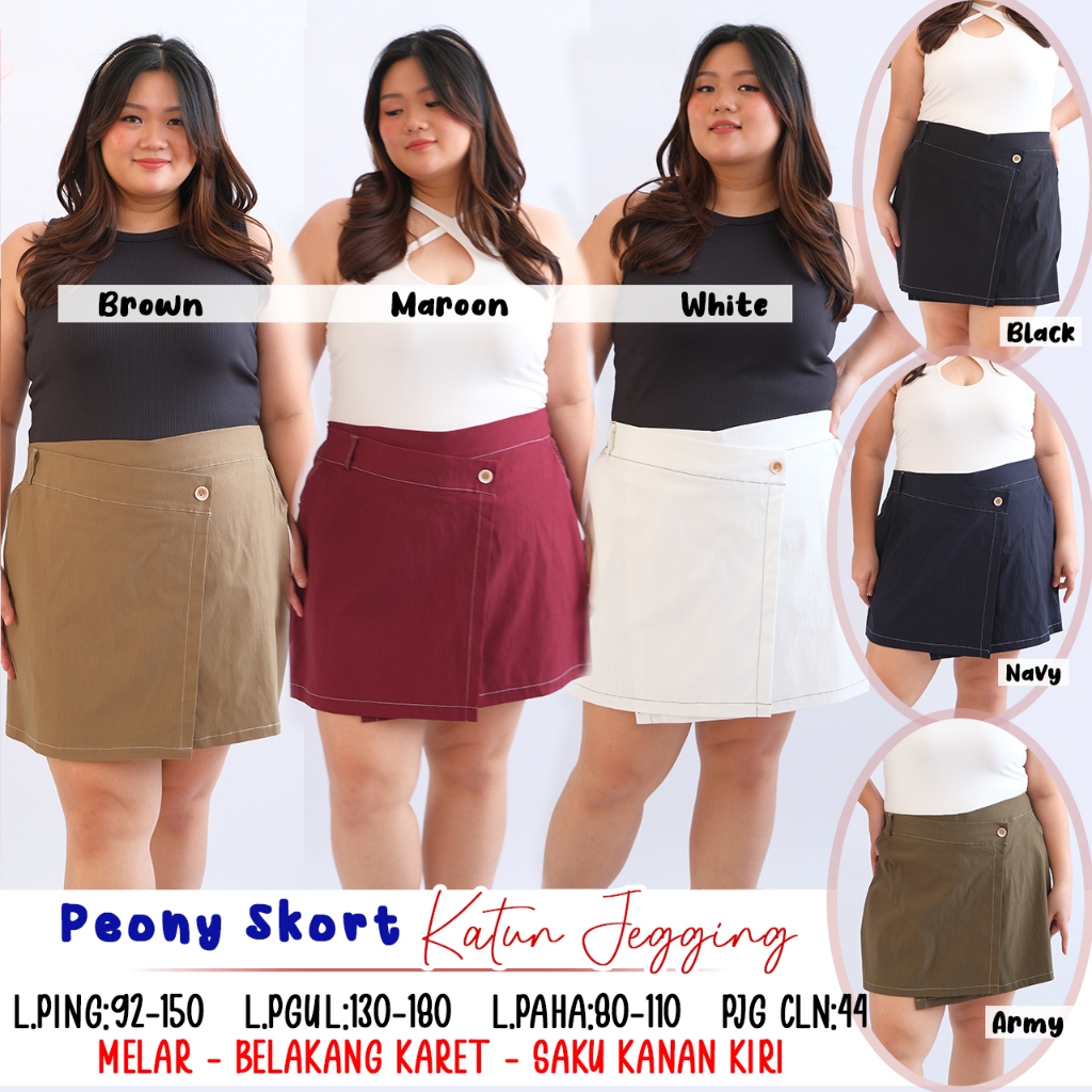 Jual PEONY SKORT CELANA ROK PENDEK WANITA MELAR STRETCH BIGSIZE BIG SIZE JUMBO BESAR OVERSIZE ...