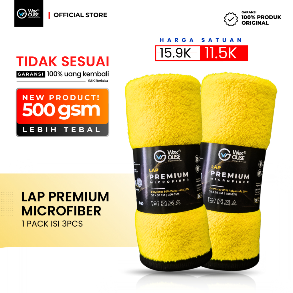 Jual Kain Lap Microfiber Mobil dan Motor Waxouse Lap Microfiber Premium Quality | Shopee Indonesia