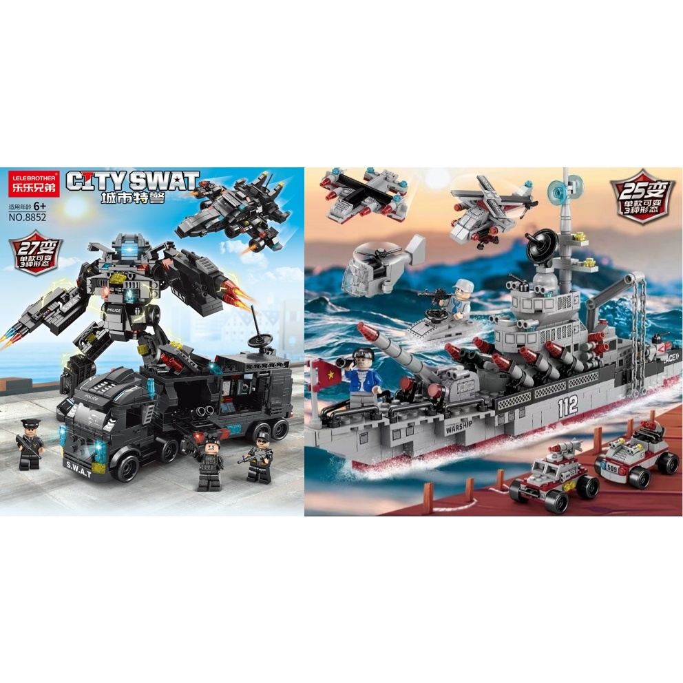 Jual Military SWAT Warship/Battleship Nano Bricks Robot Polisi Bricks ...