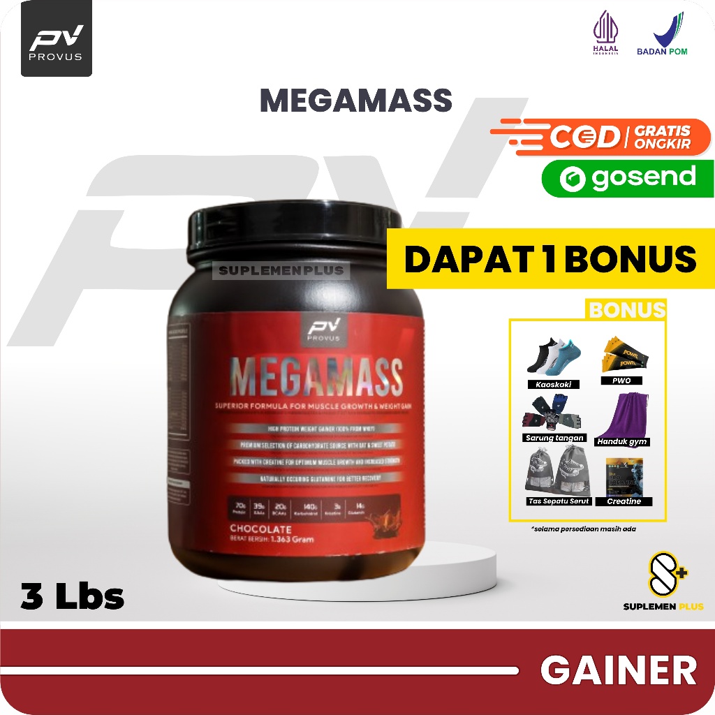 Jual PROVUS MEGAMASS 3 Lbs Mega Mass Susu Gainer Protein HALAL BPOM ...