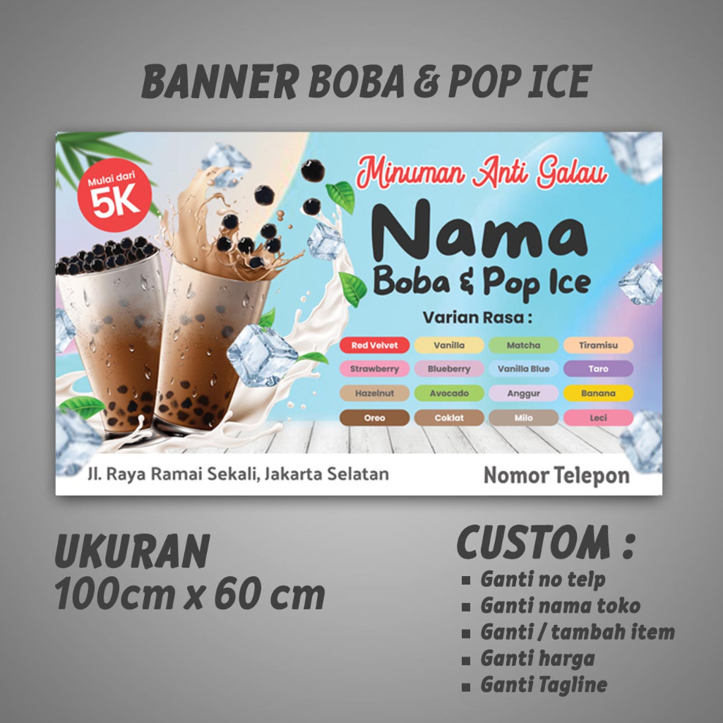 Jual BANNER/SPANDUK UMKM MINUMAN BOBA ( Bisa Custom ) | Shopee Indonesia
