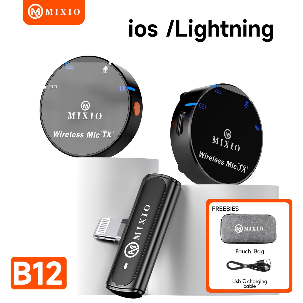 Jual MIXIO B11 B12 Mic Wireless Lavalier Live Clip on Hp Microphone ...