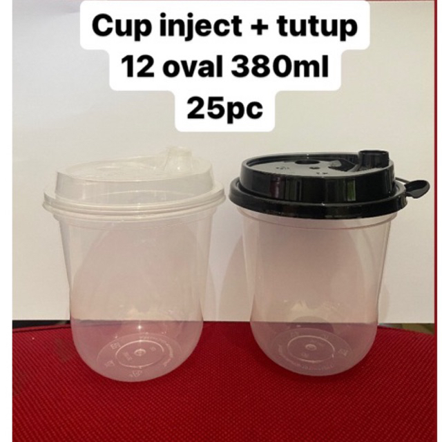 Jual Cup Inject Oval 380ml 12oz Cup Thinwal Plus Tutup 25pc | Shopee ...