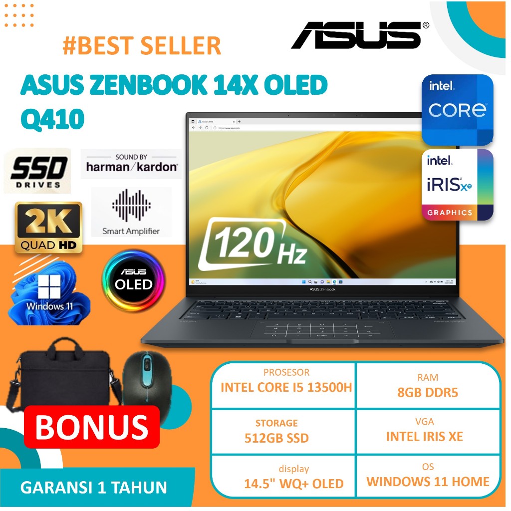 Jual ASUS Zenbook 14X OLED Q410VA I5 13500H 8GB DDR5 512GB SSD OLED 120HZ | Shopee Indonesia