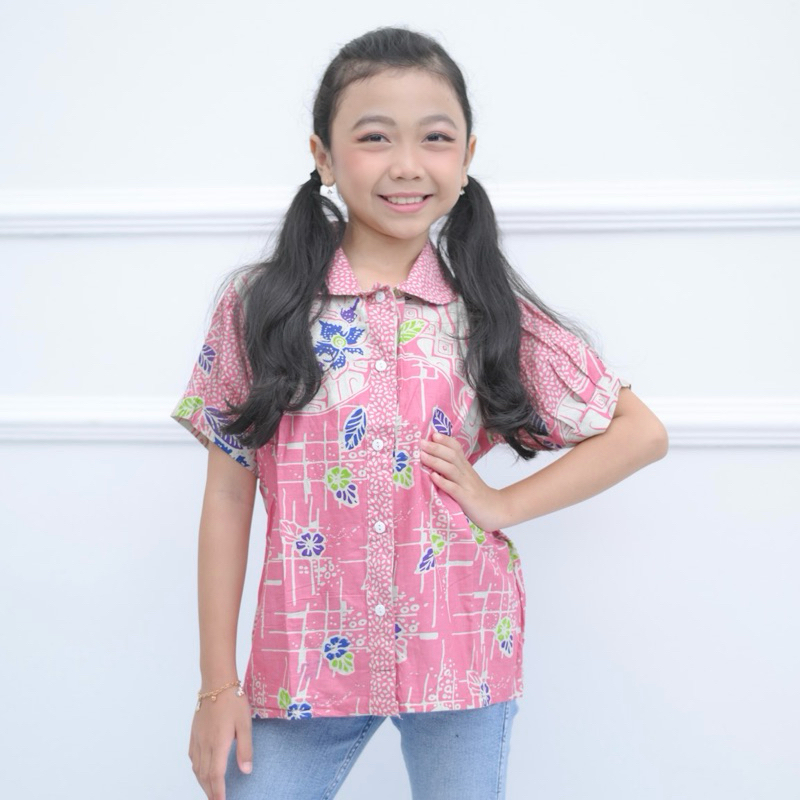 Jual NEW BATIK KIDS BLUS BATIK ANAK BUNGA CALLA CREAM PINK BIRU ORENS ...