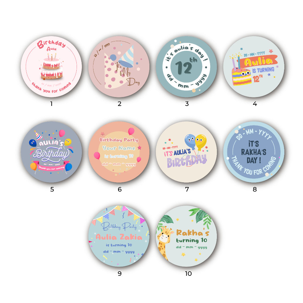Jual Sticker Bulat Ulang Tahun Free Design Template / Stiker Ultah ...