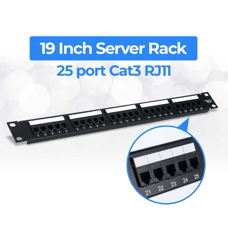 Jual Cat3 RJ11 Telepon Patch Panel 25 Port for 1U 19 Inch Server Rack ...