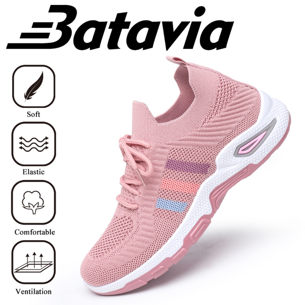 Jual Batavia Sepatu Olahraga Wanita Sepatu Sekolah Wanita Hitam Sepatu ...