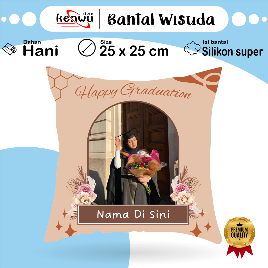 Jual Kenwustore Bantal Wisuda Custom Foto Frame 25x25 cm - Bantal ...