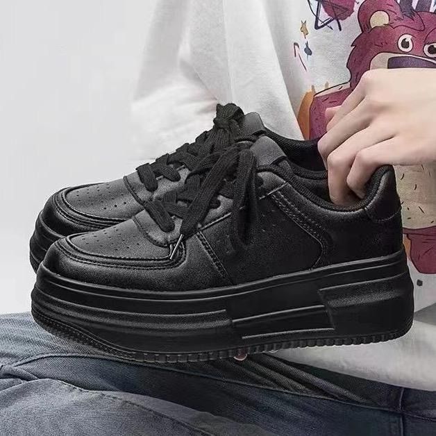 Jual Sepatu Sekolah Wanita Hitam Polos Bertali Kasual Kuliah Sepatu ...