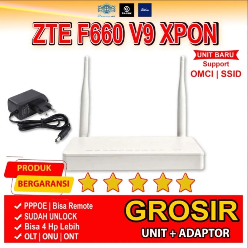 Jual [BARU] ZTE F660 V9 XPON UNIT+ADAPTOR SUPORT EPON GPON ONU ONT Support OMCI Bridge 4 SSID ...