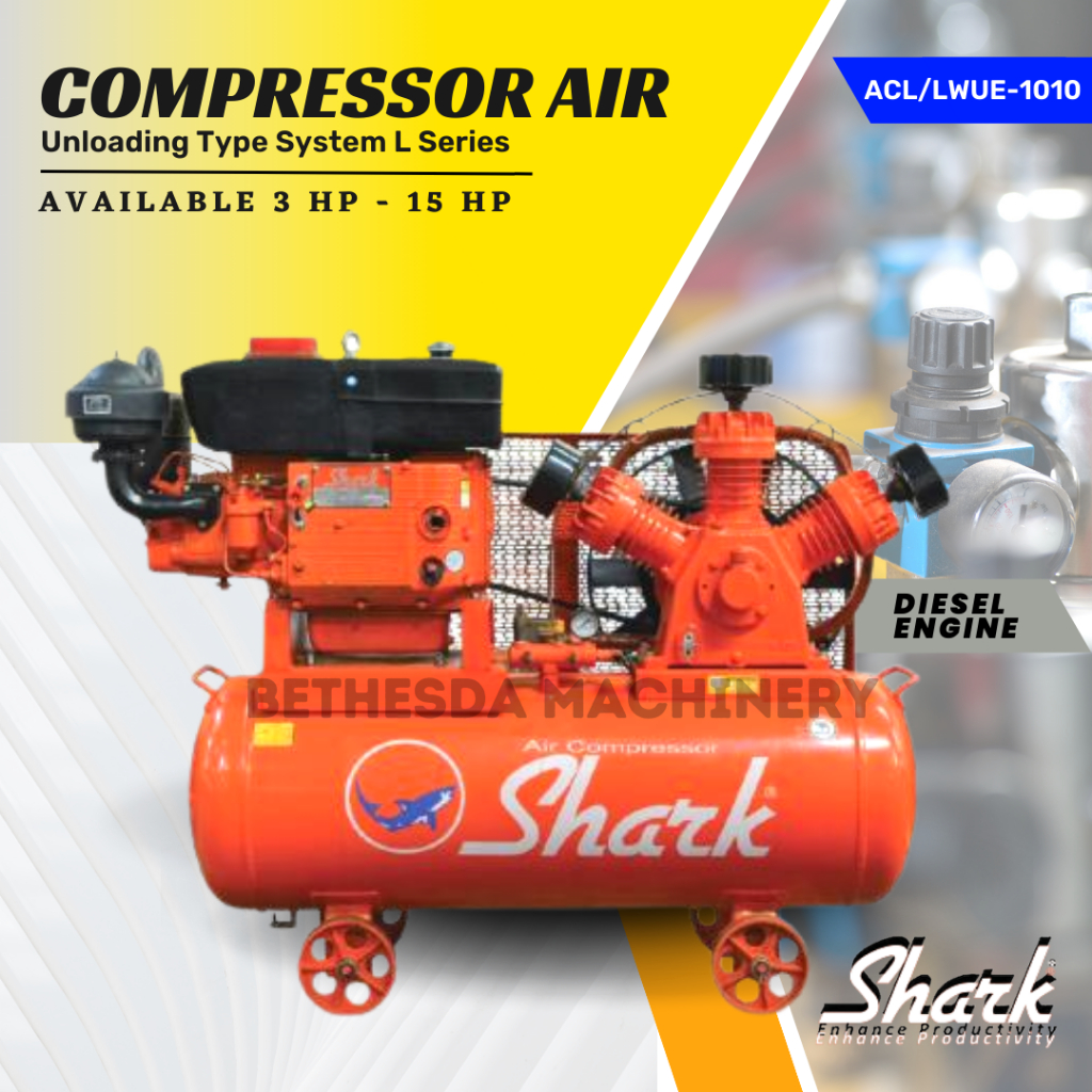 Jual Air Compressor 7,5 HP + Shark Diesel 10 HP Kompresor 15 Pk ...