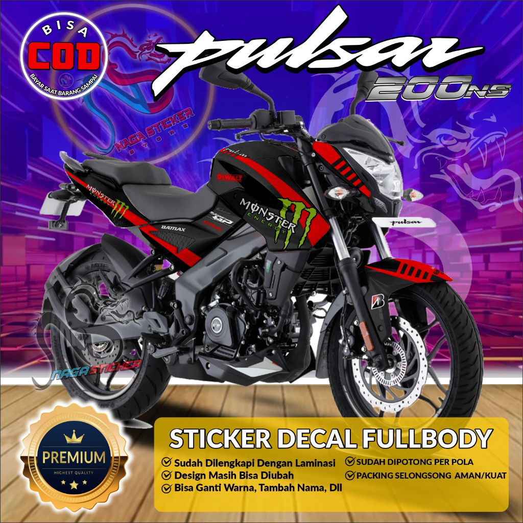 Jual COD | Decal Sticker Striping Motor Full Body Pulsar NS200 Variasi ...