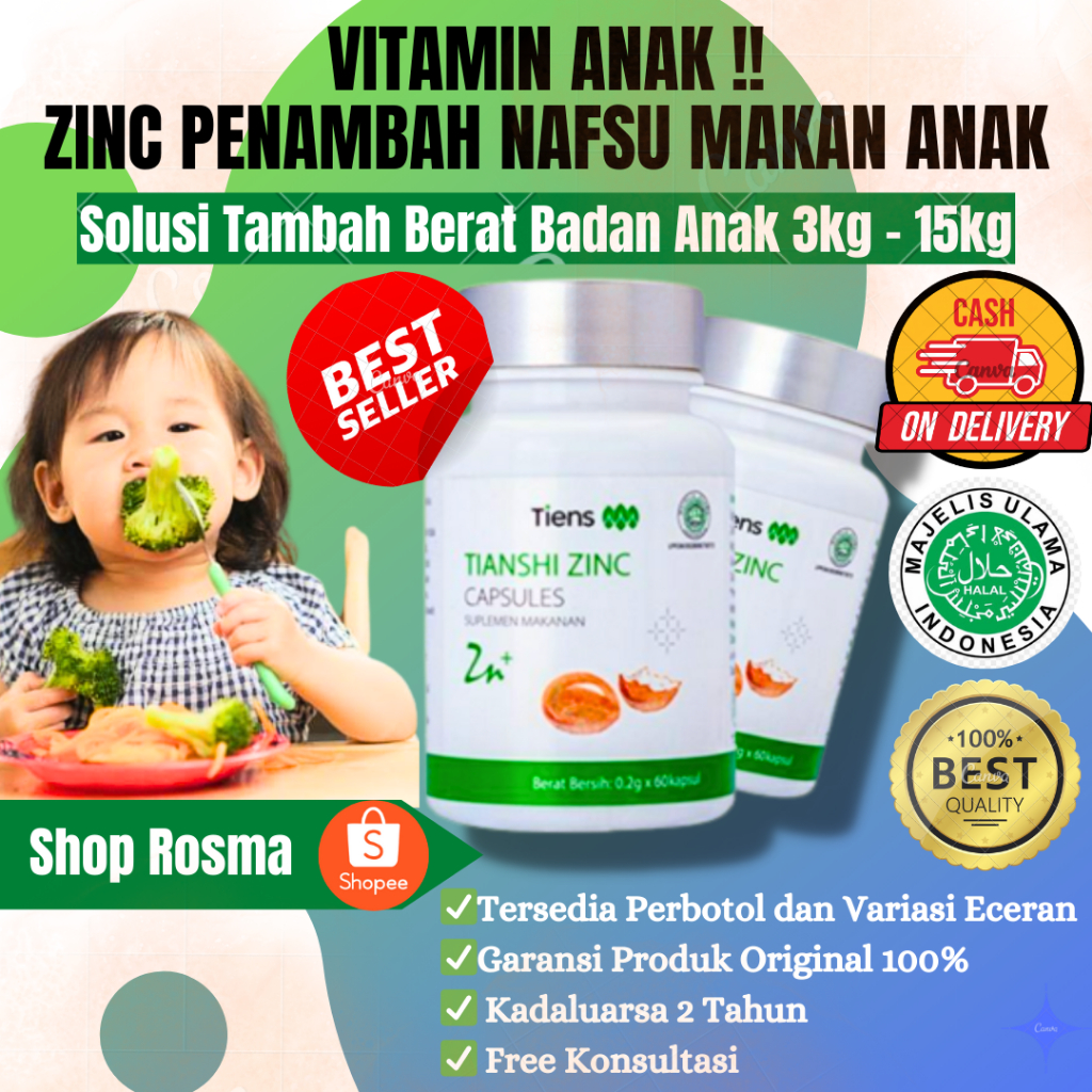 Jual Zinc Anak Penggemuk Badan Original Vitamin Penambah Nafsu makan ...