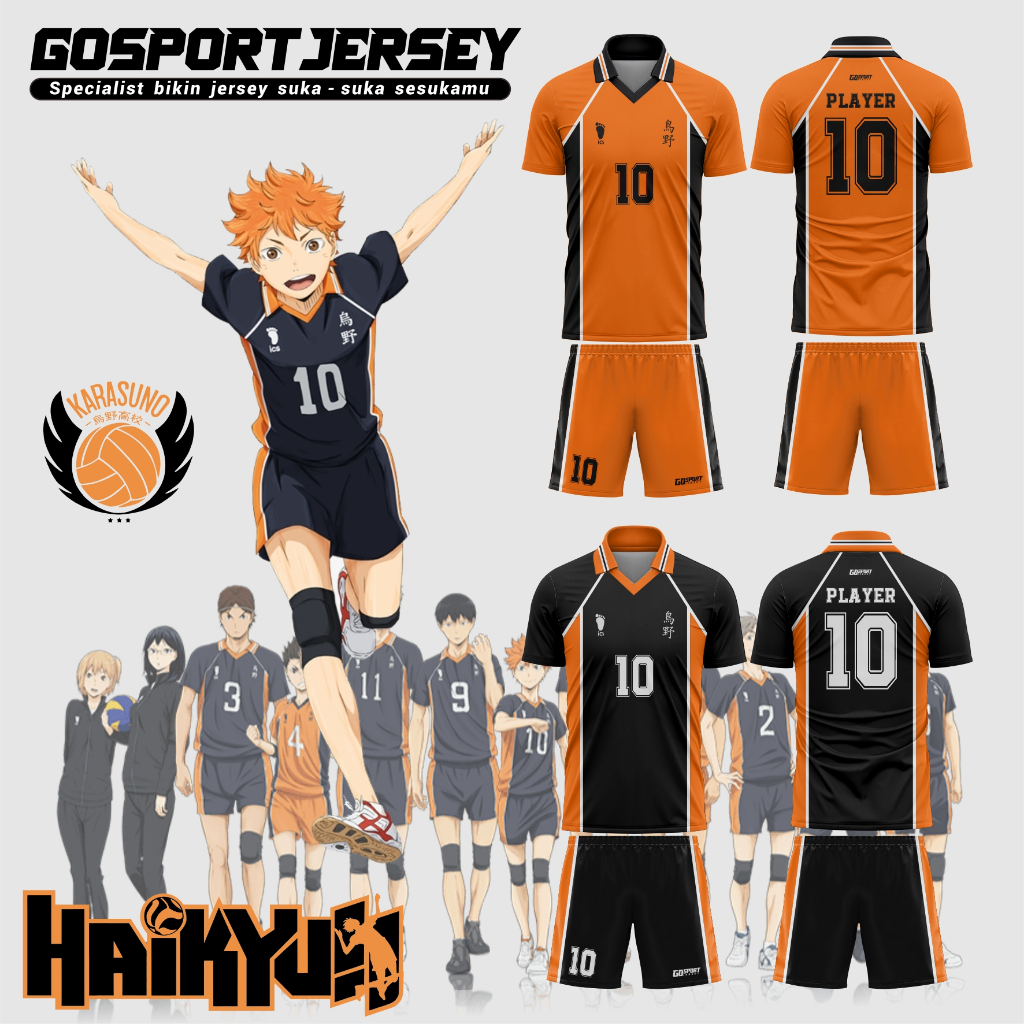 Jual Jersey Volley Karasuno Haikyuu Custom Full Printing, Baju Kaos ...