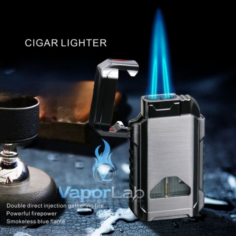 Jual korek api bara las dual jet flame torch lighter transparant flabox ...