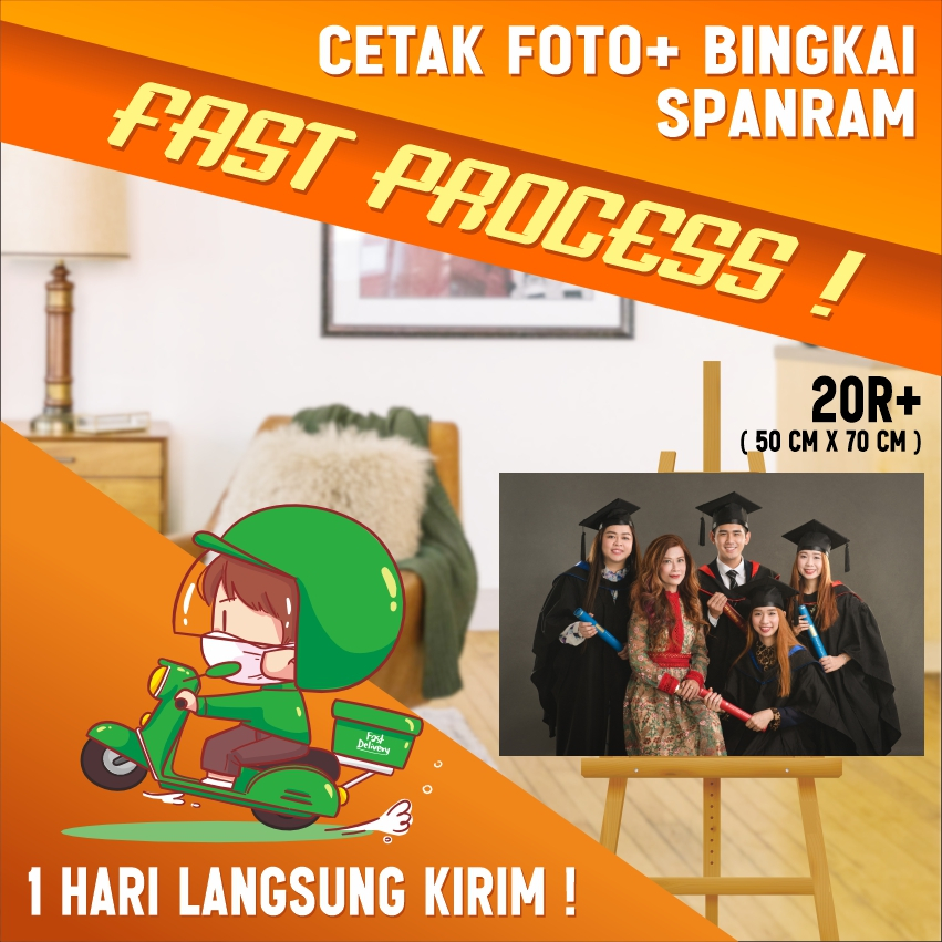 Jual CETAK FOTO + BINGKAI SPANRAM 1HARI JADI 20R ( 50cm X 70cm ...