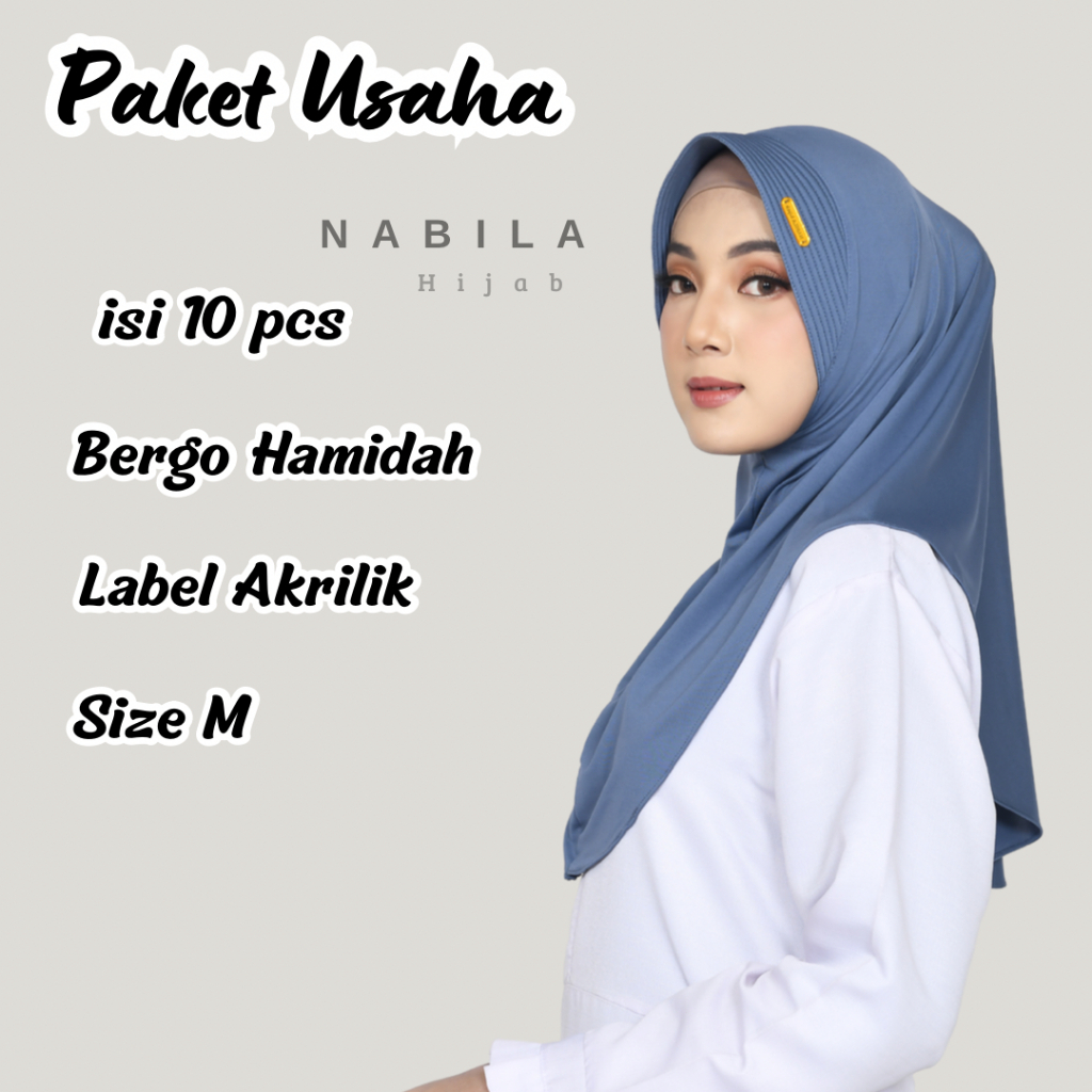 Jual Paket Usaha 10pcs Bergo Hamidah Size M Label Akrilic By Nabila Hijab | Shopee Indonesia