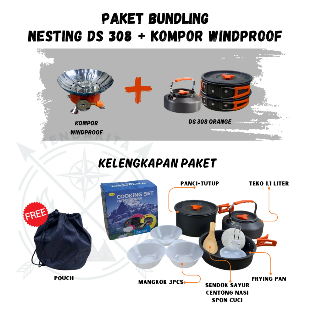 Jual -PAKET ALAT MASAK COOKING SET + KOMPOR TENDAKI | DS 308 | DS 311 ...