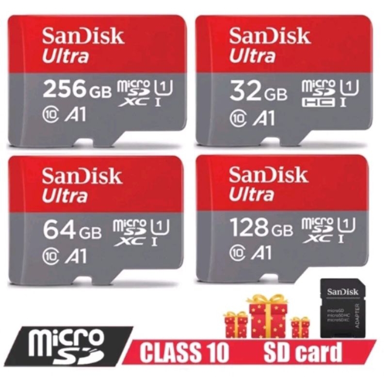 Jual MEMORY CARD MICRO SD MEMORI SANDISSSS 16,32,64,128,256 GB CLAASS ...