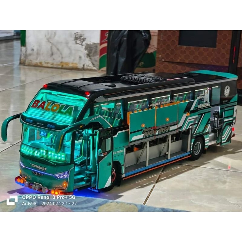 Jual promo miniatur bus stj telolet Basuri full lampu v4 berbagiai nada ...