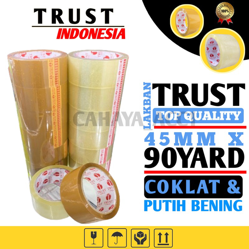 Jual LAKBAN 90 yard BENING COKLAT 45 Mm x 90yard / 80m TRUST INDONESIA ...