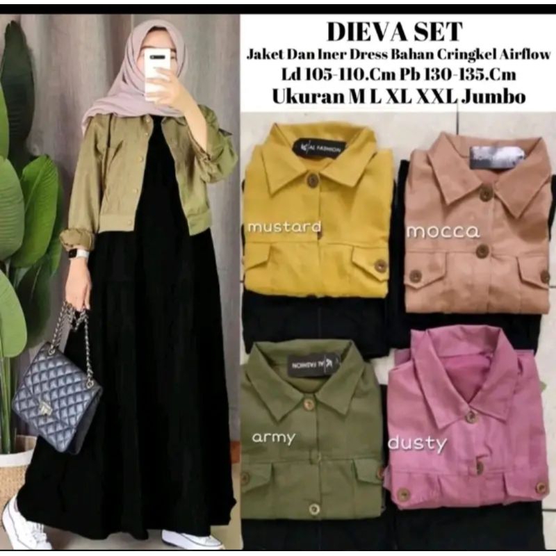 Jual DIEVA SET GAMIS ROMPI OUTER BAHAN CRINGKLE AIRFLOW WANITA REMAJA ...