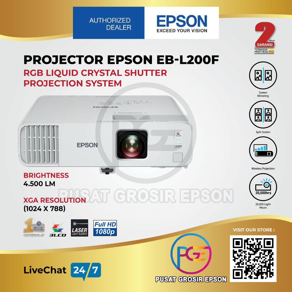 Jual Epson EB-L200F Full HD Standard-Throw Laser Projector | Shopee ...