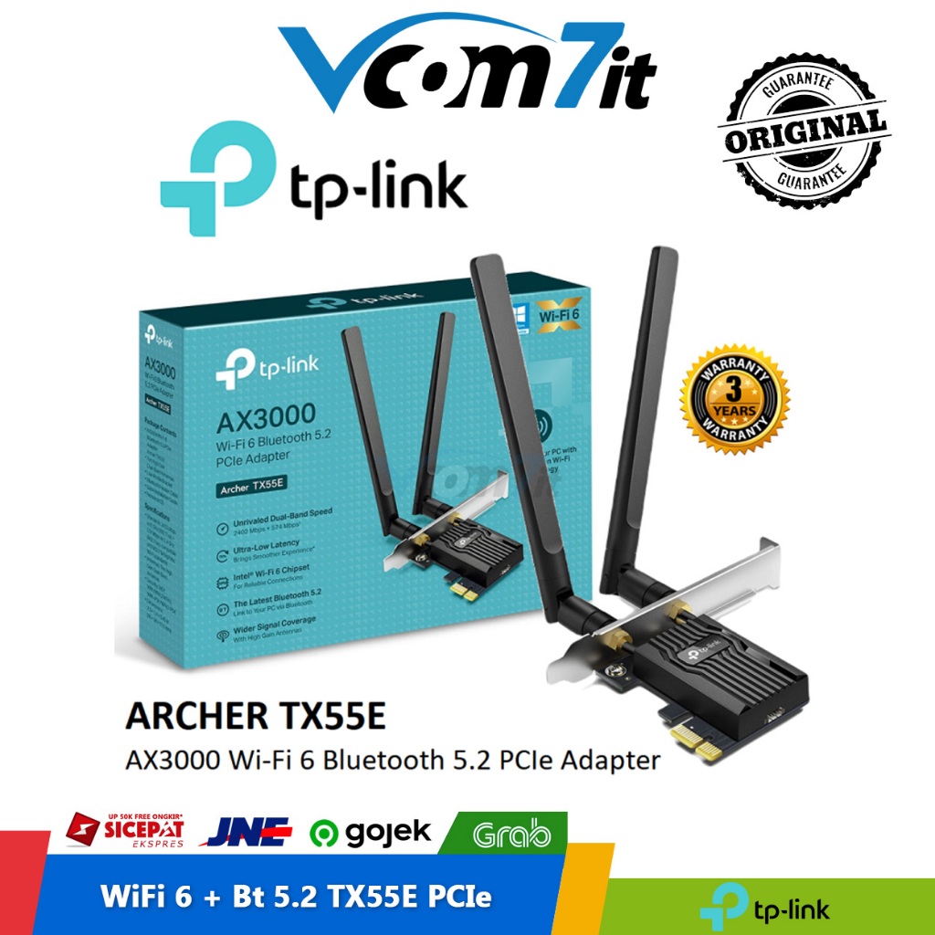 Jual TP-Link Archer TX55E AX3000 WiFi 6 PCIe Adapter with Bluetooth 5.2 ...