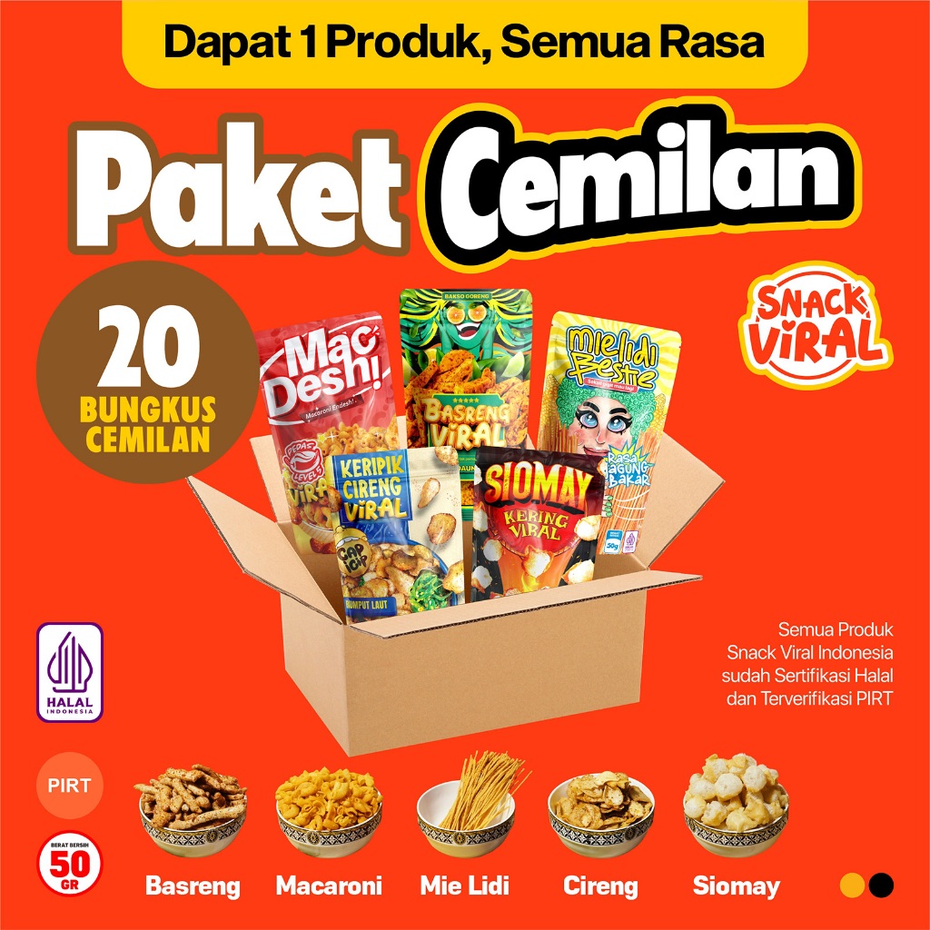 Jual Snack Viral - Paket Cemilan 20 Bungkus - Mix 1 Produk - Basreng ...