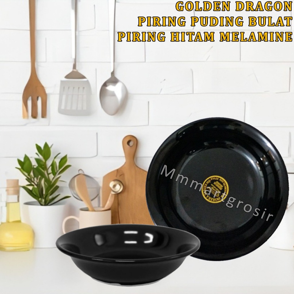 Jual Golden Dragon / Piring Puding Bulat / Piring Puding Hitam Melamine ...