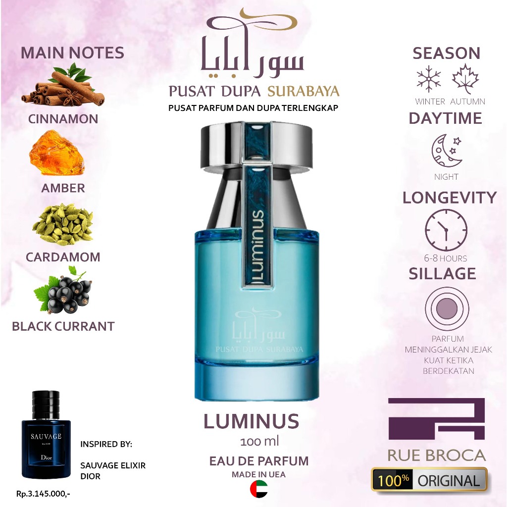 Jual Parfum Asli Arab Original Premium Afnan Parfume/ Luminus/Rue Broca ...