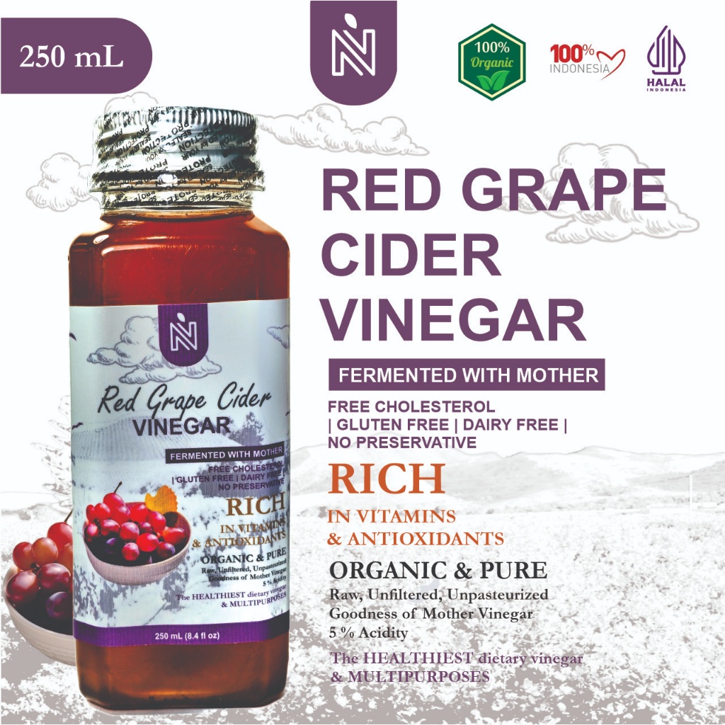 Jual BENUTRIVA Red Grape Cider Vinegar 250ml with Mother / Cuka Anggur ...