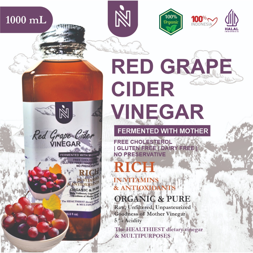 Jual BENUTRIVA Red Grape Cider Vinegar 1000ml with Mother / Cuka Anggur ...