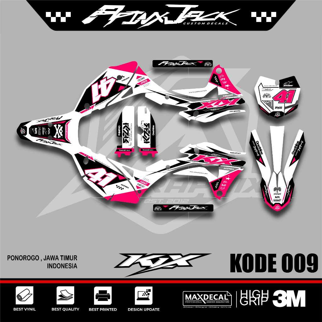 Jual DECAL KLX GORDON PUTIH PINK KODE 009 /KLX GORDON SUPERMOTO ...