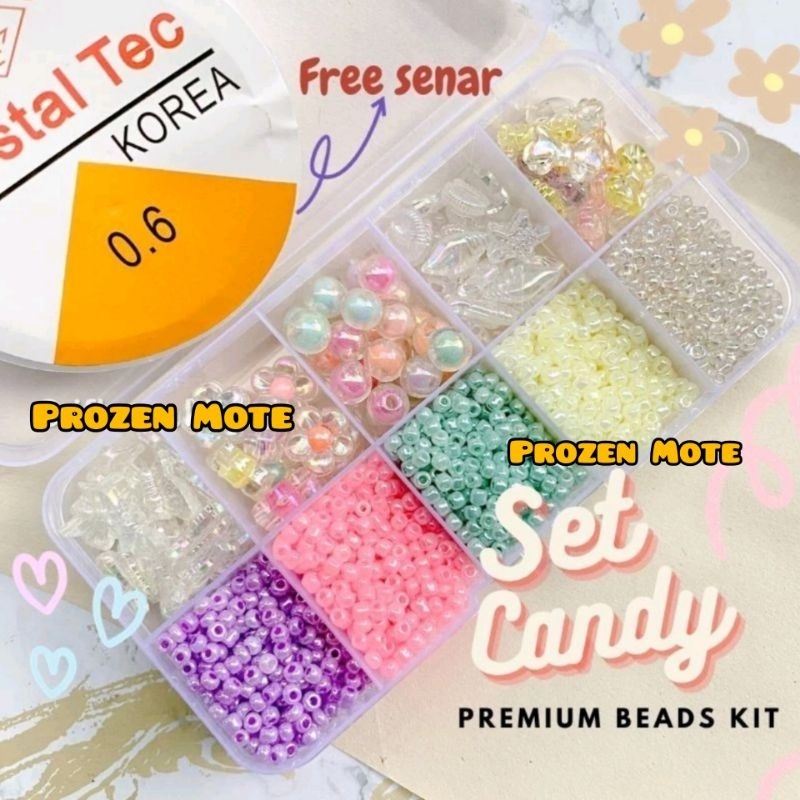 Jual 1 Box Lengkap Paketan Manik Manik Mote Candy Set 10 Sekat Free ...