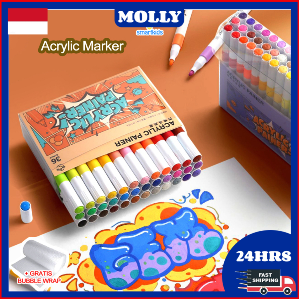 Jual （COD）Pen Akrilik Marker Warna Cepat Kering Tahan Air 60 Warna ...