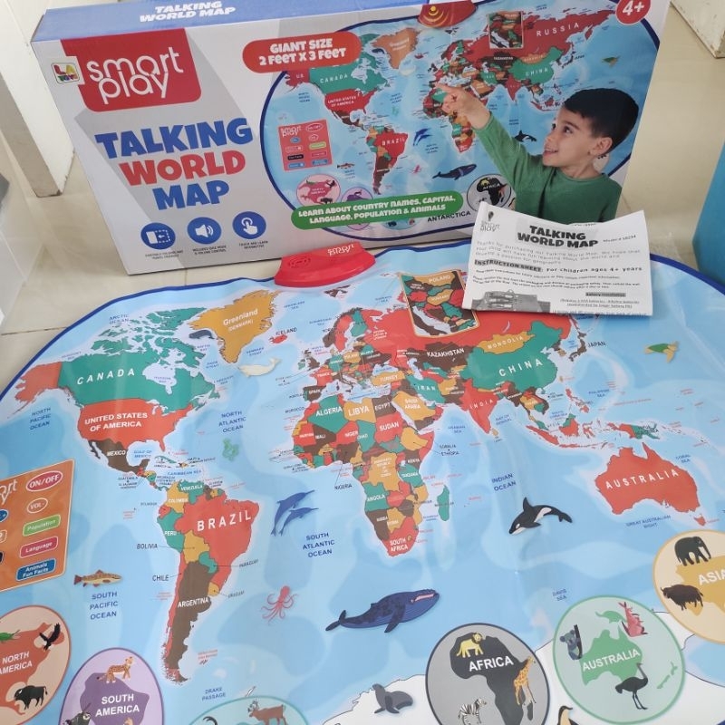 Jual NEW mainan edukasi anak - peta World Interactive Map Educational ...