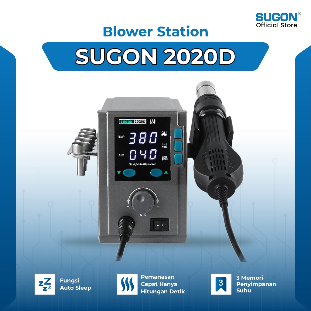 Jual Sugon 2020D Blower Solder Station Hot Air Gun Blower Uap Rework ...