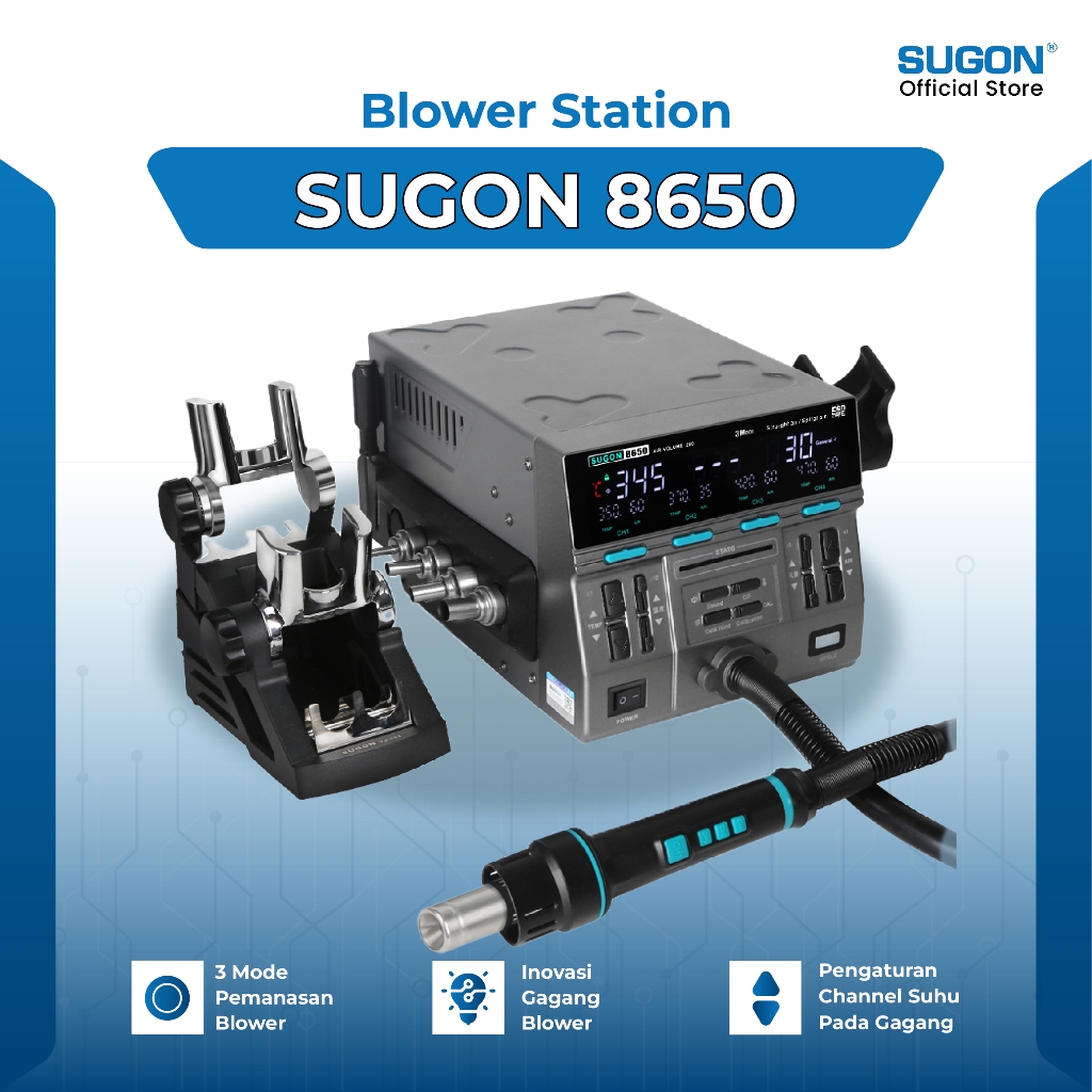 Jual Sugon 8650 3Mode Blower Solder Station Digital Hot Air Gun Rework ...