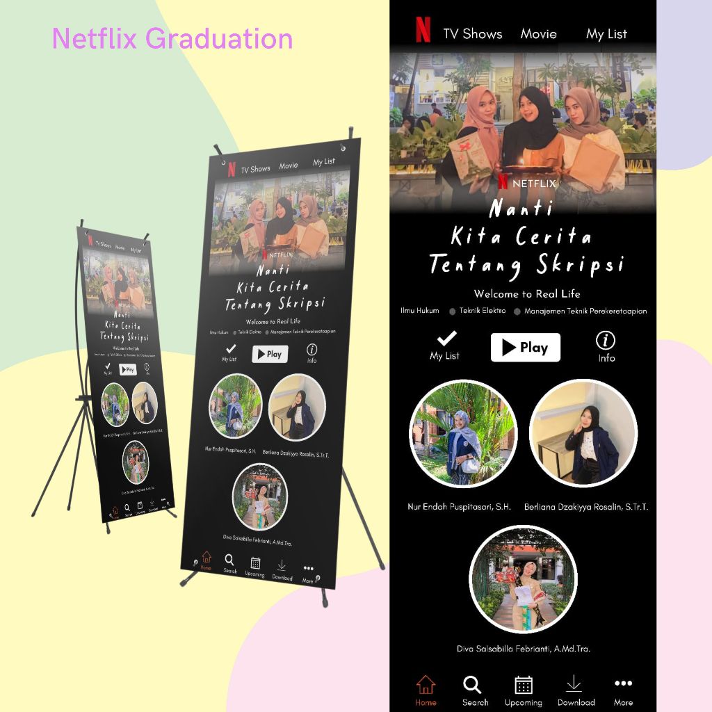 Jual CETAK BANNER WISUDA NETFLIX BULAT [X-BANNER UKURAN 160x60 ...