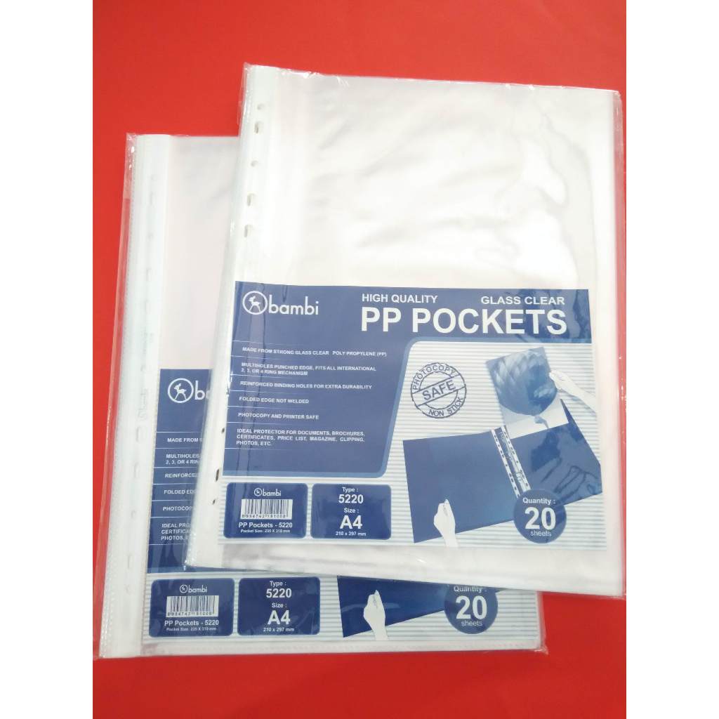 Jual Plastik PP Pocket / Sheet Protector Bambi A4 | Shopee Indonesia