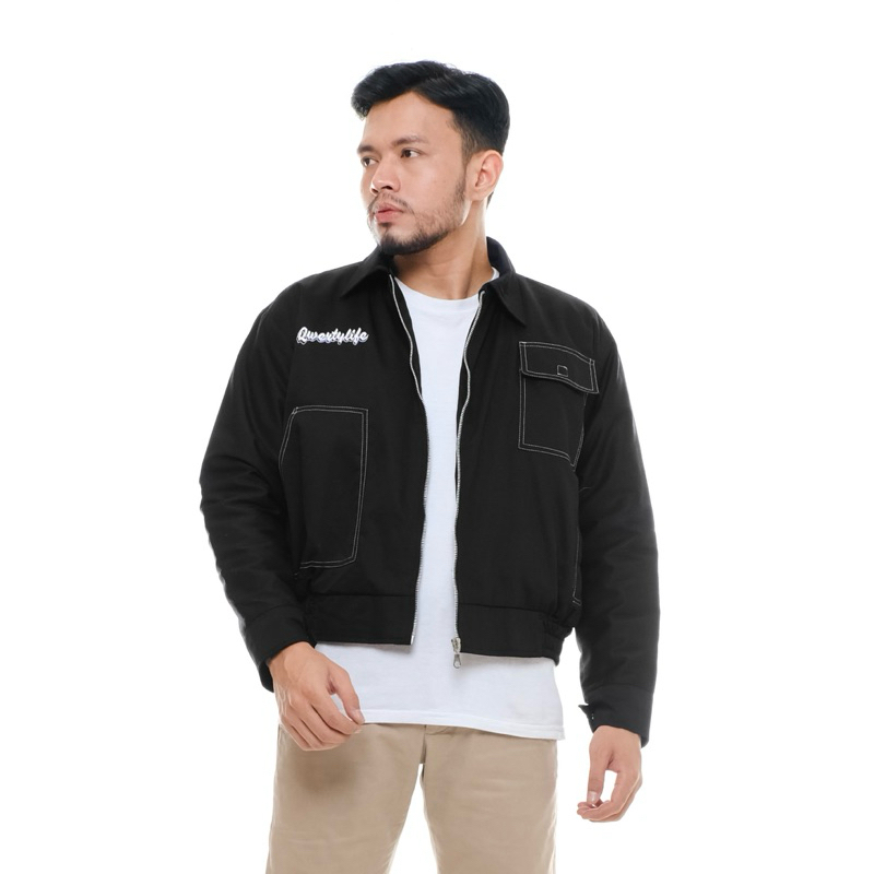 Jual Qwertylife Boxy Work Jacket - People Hitam | Shopee Indonesia