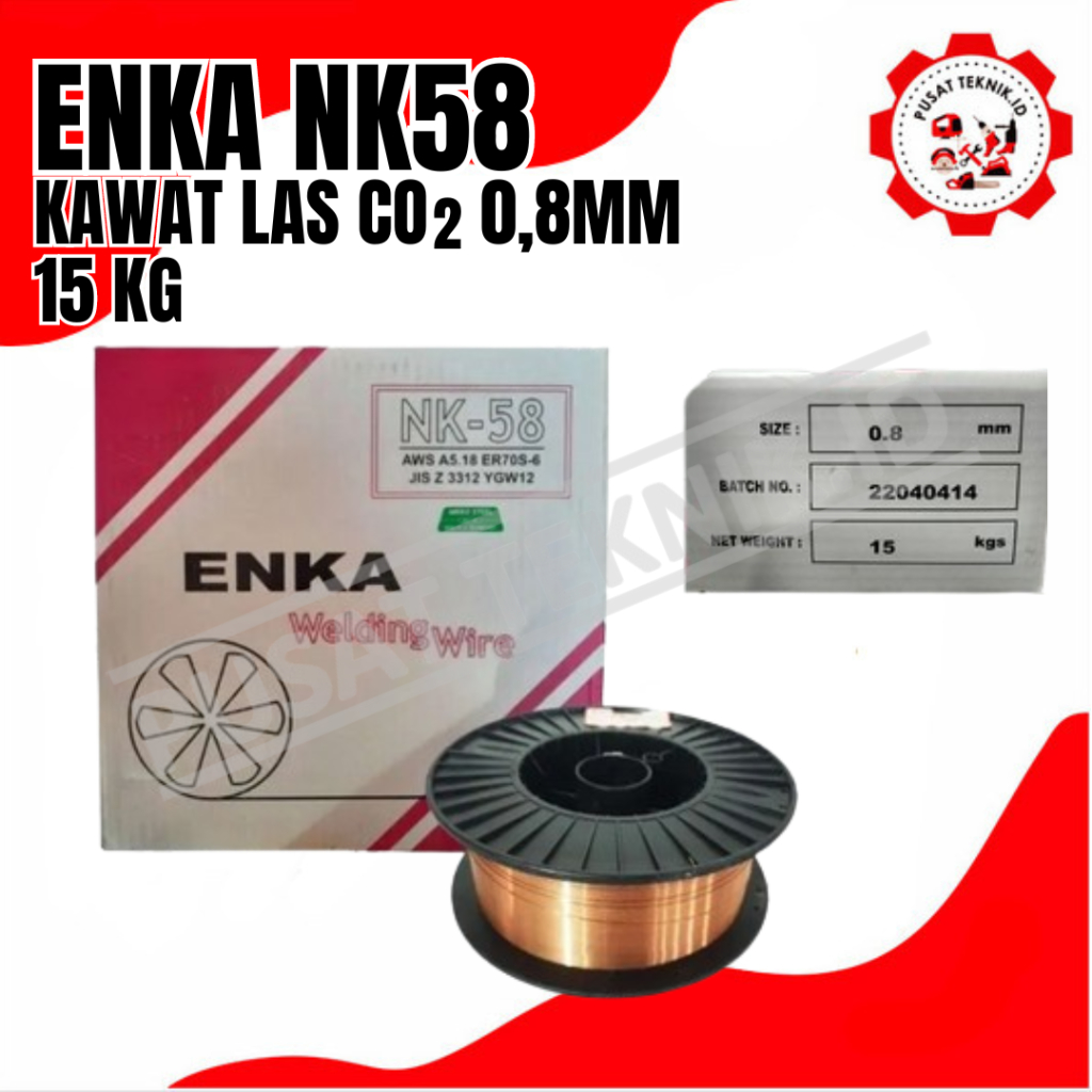 Jual KAWAT LAS CO2 0.8MM 15KG MIG WIRE ENKA NK58 ER70S6 Size : 0.8mm | Shopee Indonesia