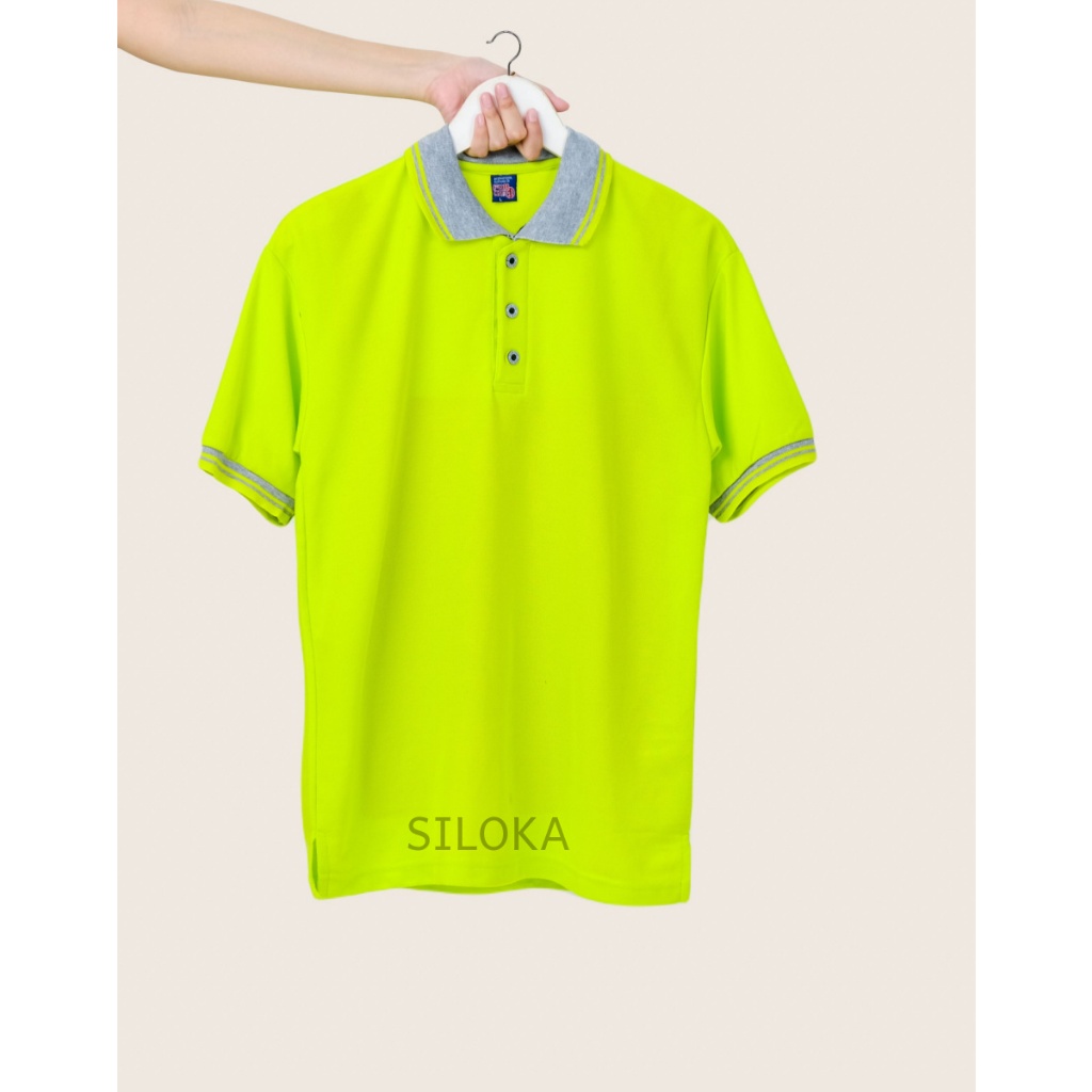 Jual KAOS wangky Kerah Kombinasi HIJAU STABILO Polo Shirt Pria Dewasa ...