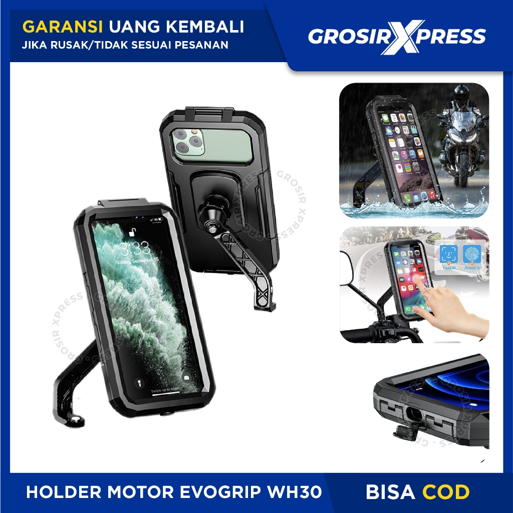 Jual Phone Holder Motor Spion Waterproof EVOGRIP WH30 Tempat dudukan Hp Anti Air Stand Penyangga ...