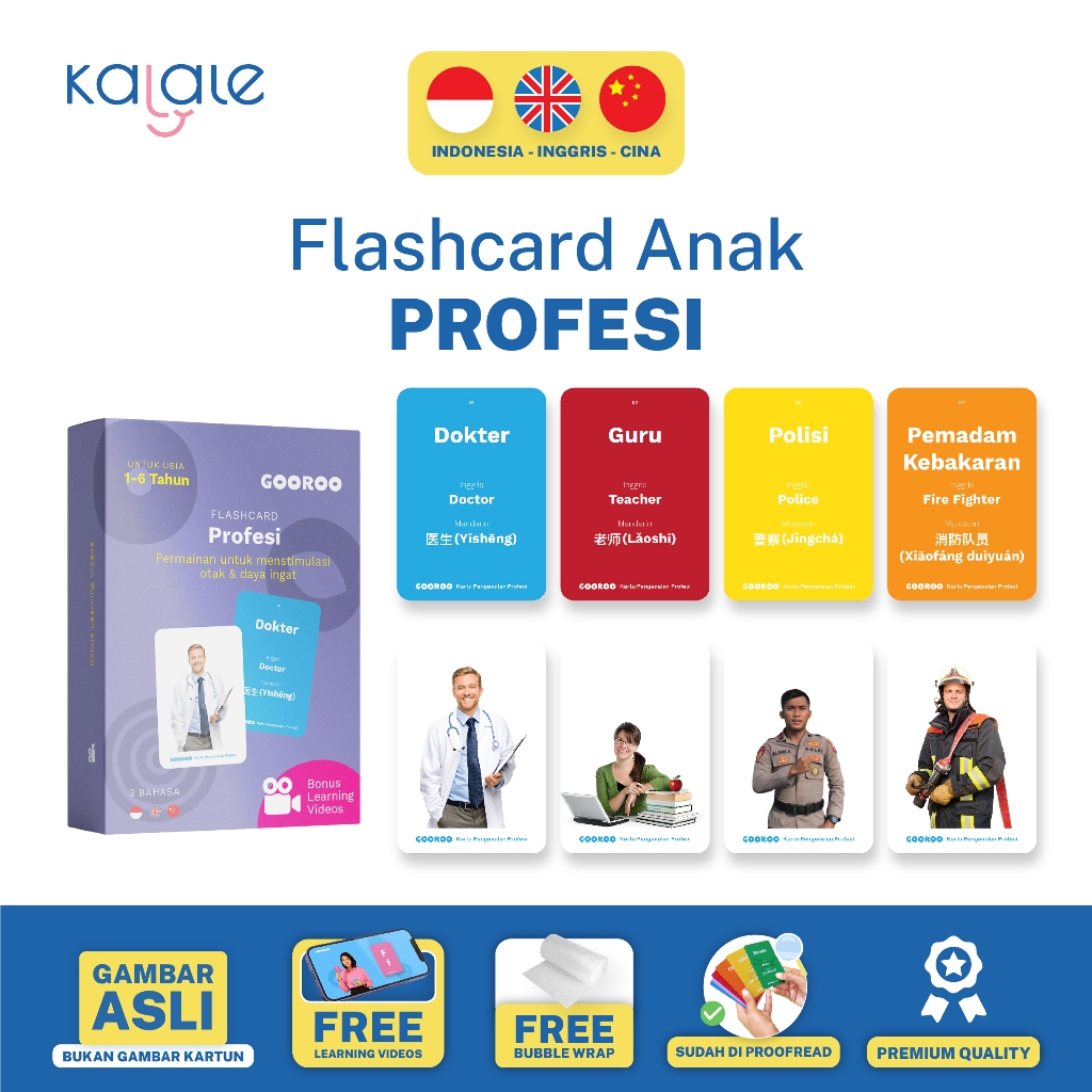 Jual GOOROO by Kalale - Flash Card Profesi Mainan Kartu Edukasi Anak ...