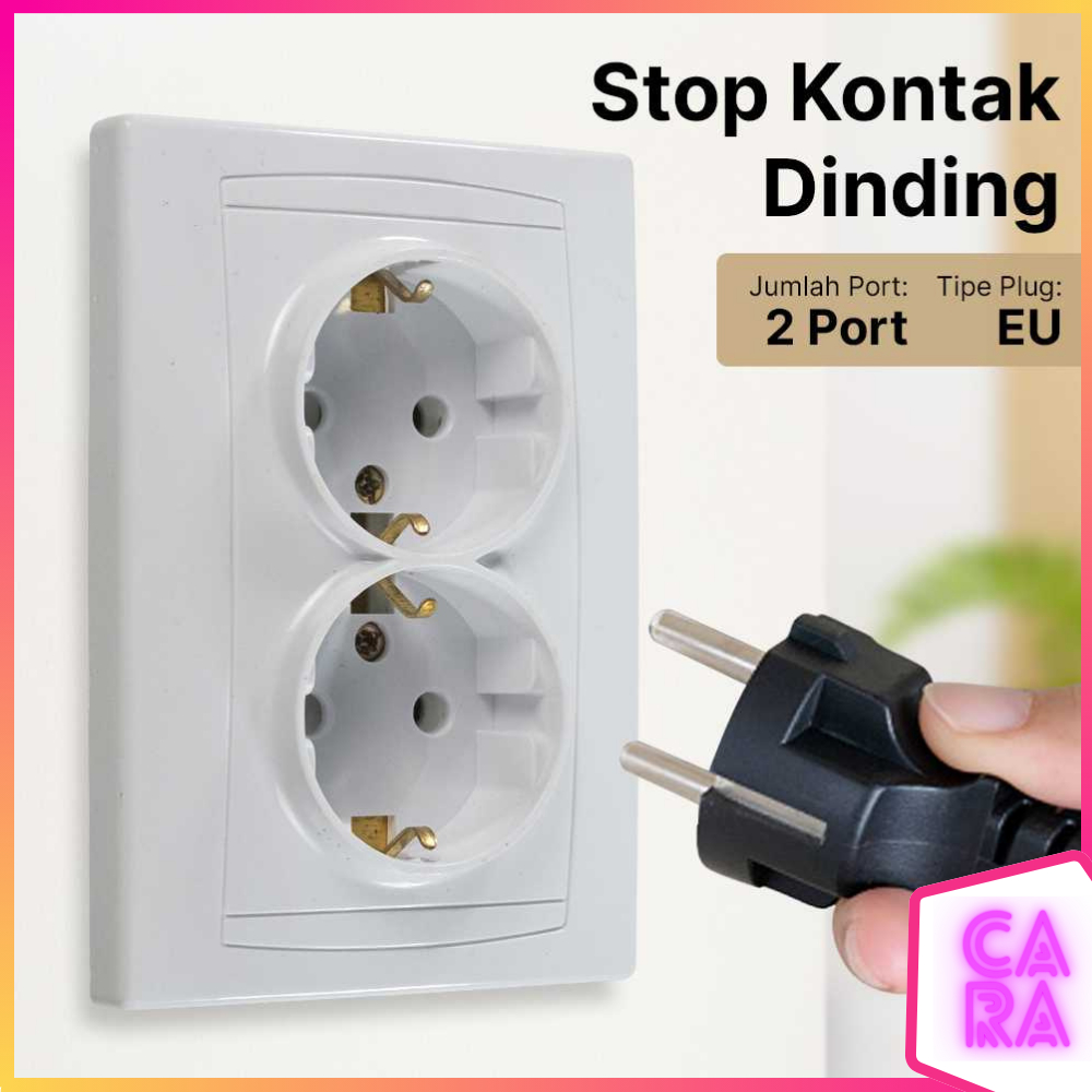 Jual Stop Kontak Dinding EU Double Hole Wall Socket 16A 250V MEZ-16 ...