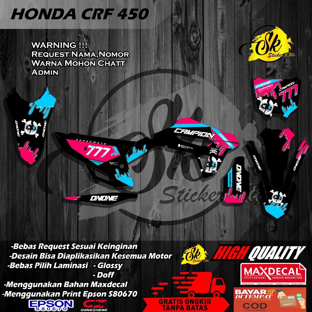 Jual DC 548 STICKER DECAL FULLBODY MOTOR CRF 450 DESAIN KEREN ONE ONE ...