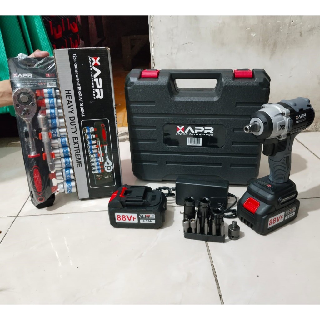 Jual APR Impact Wrench 500nm Fullset Rachet pembuka roda ban motor ...